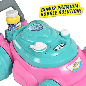 Sunny Days Entertainment Bubble-N-Go Toy Lawn Mower with Refill Solution | Pink Bubble Blowing Toy - Maxx Bubbles