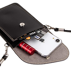 PG6 Roomy Pockets Series Small Travel Crossbody Leather Bags Cell Phone Purse Wallet, Black, One Size