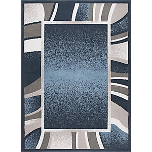 Home Dynamix Lyndhurst Rotana Modern Area Rug, Contemporary Blue/Gray/Ivory 7'8"x10'7", Rectangular