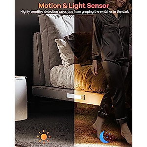 Under Cabinet Lights Rechargeable 40 LED Closet Lights, 3 Color Temperatures Dimmable Motion Sensor Lights Indoor, Wireless Magnetic Night Lighting for Kitchen, Wardrobe, Cupboard, Drawer, 2 Packs