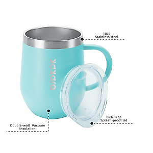 BJPKPK 2 pcs Insulated Coffee Mug, 12 oz Stainless Steel Insulated Coffee Tumbler with Lid for Hot Drinks & Cold Drinks- Turquoise