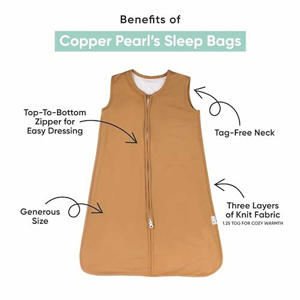 Copper Pearl Sleep Sack: Warm and Cozy Baby Bag in a Variety of Trendy Designs, Safe Alternative to Blankets, Sleeveless Baby Sleep Sack Swaddle Sizes Newborn to 24 Months - River