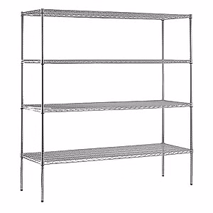 Sandusky WS722474-C Chrome Steel Heavy Duty Adjustable Wire Shelving, 2400 lbs Capacity, 72" Width x 74" Height x 24" Depth, 4 Shelves