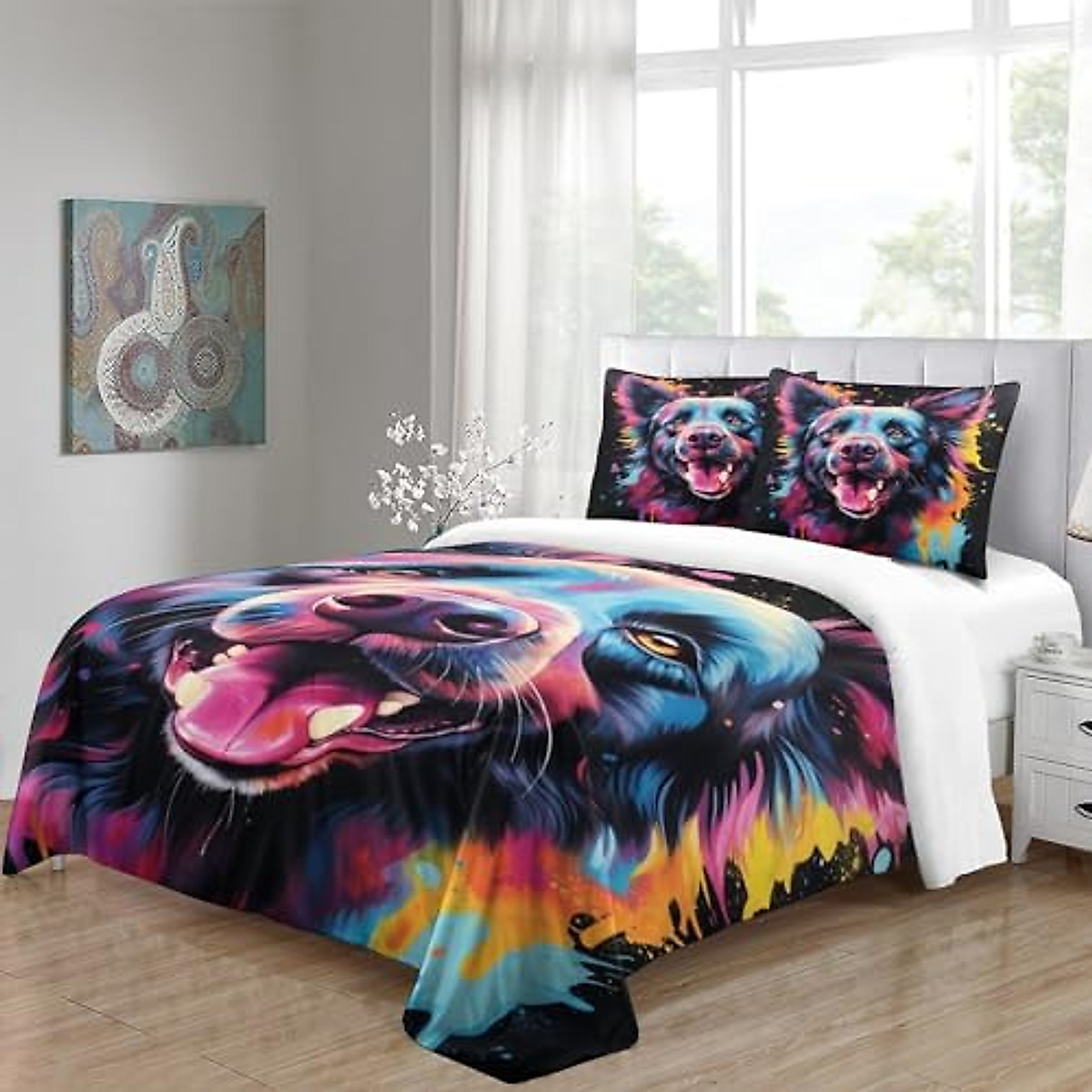 Dog 3D Bedding Set for Boys Kids Girl Duvet Cover Children Teens Comforter Cover Printed Bedspread/Quilt Cover for All Seasons Twin（173x218cm）