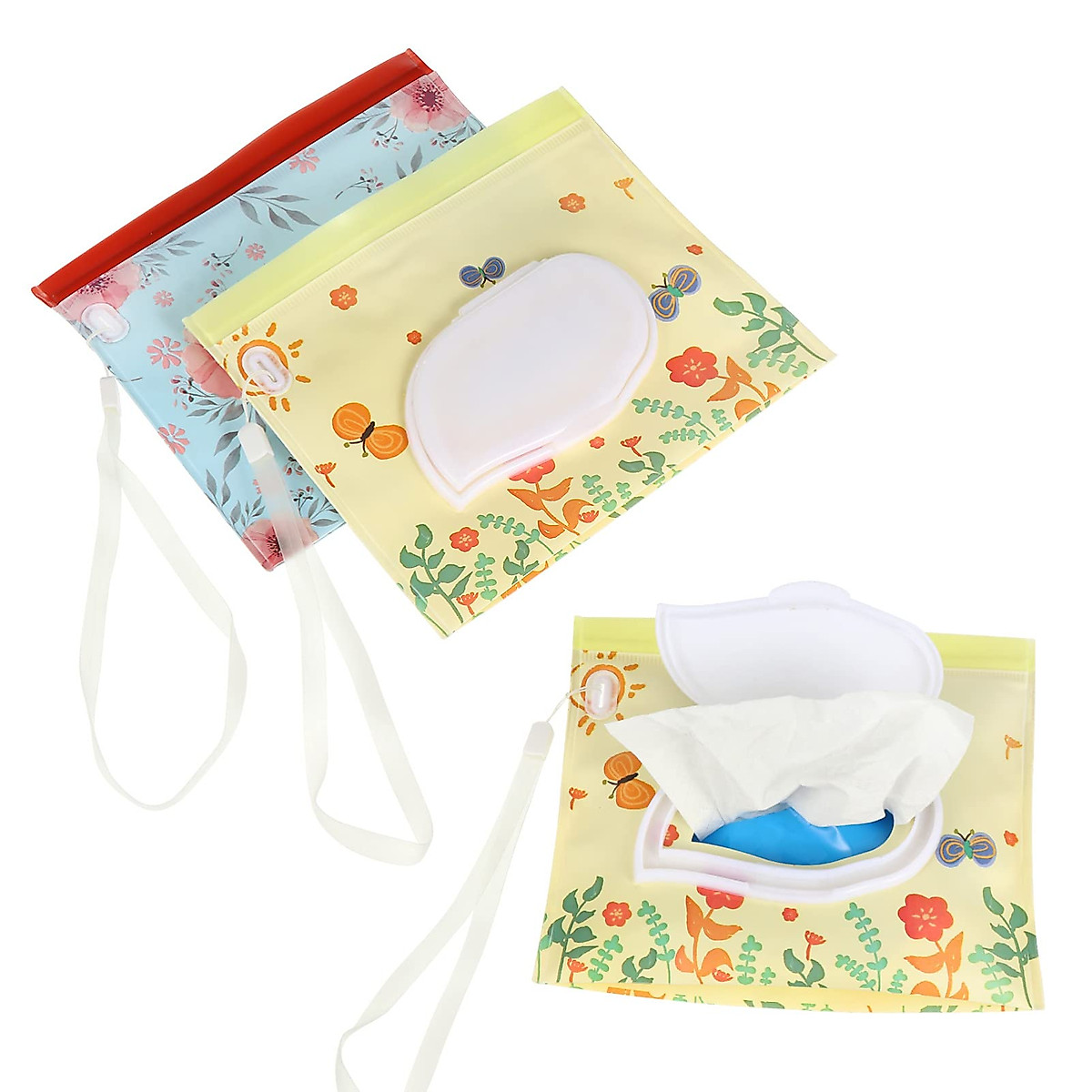 Healifty 4pcs Wet Wipe Pouch Dispenser Reusable Refillable Baby Wipes Bag Handy Travel Wipes Holder Case Diaper Bag