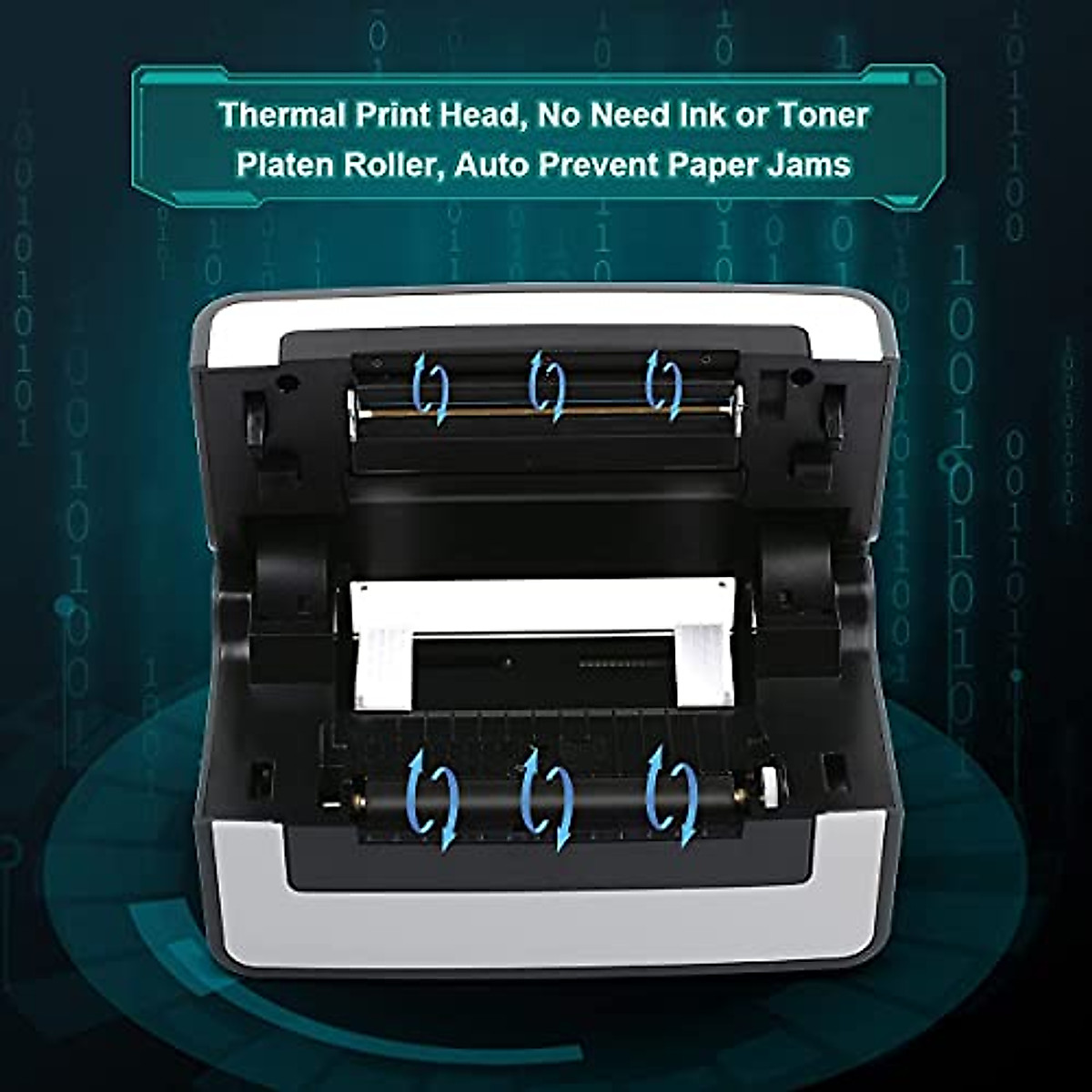 Shipping Label Printer - 4x6 Thermal Label Printer with Lables 100 Pcs, Commercial Direct Thermal Label Maker, Compatible with Shopify, Ebay, Amazon &Etsy, Support Multiple Systems(Black)