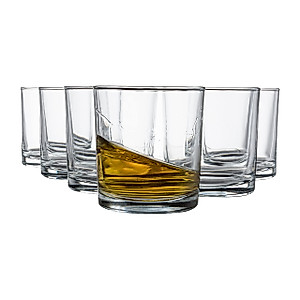 Vikko 8.25 Ounce Whiskey Glasses | Weighted Bottom to Prevent Tipping – Beautiful Seamless Construction – Set of 6 Large Glass Whisky Tumblers