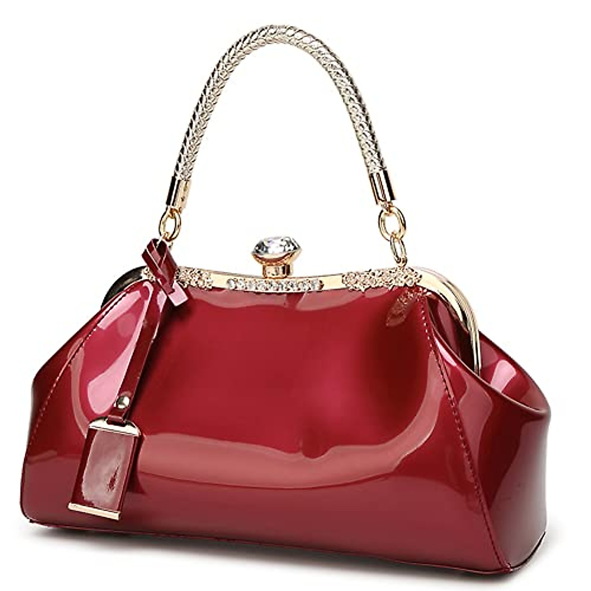 ROUROU Glossy Patent Leather Handbag for Women Top Handle Tote Bag Evening Shoulder Bag Wedding Satchel Retro Purse