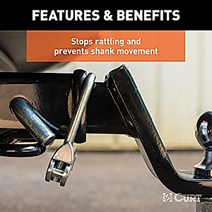 CURT 22325 No-Tool Anti-Rattle Hitch Clamp Tightener for 2-Inch Receiver, Hollow or Solid Shanks