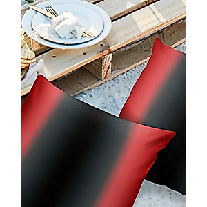 Litter Star Outdoor Throw Pillow Covers Waterproof Pillow Cases 16x16 Red to Black Gradient Ombre Decorative Pillow Covers Cushion Cases for Couch Sofa Patio Garden 2 Pack Merry Christmas Theme