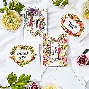 Thank You Cards with Envelopes, 36 Pack Floral Thank You Notes with 36 Envelopes 6 Sticker Sheets By Feela, Blank Inside Cards for Baby Bridal Shower Wedding Graduation