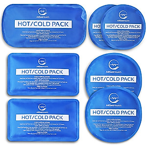 Reusable Hot and Cold Ice Packs for Injuries Reusable – 7 Piece Flexible Ice Packs in Multiple Shapes and Sizes – Multi Use Ice Pack for Back Pain Relief, Neck, Shoulder
