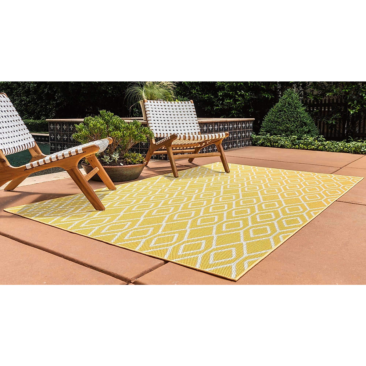Jill Zarin Outdoor Collection Area Rug - Turks and Caicos (7' 10" x 10' Rectangle Yellow Ivory/Ivory)