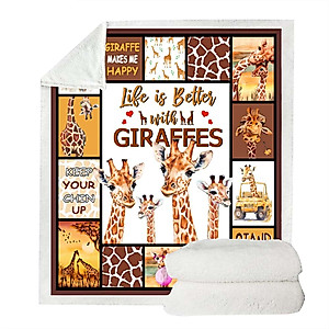 Juirnost Giraffe Blanket Giraffe Fleece Throw Blanket for Women, Men and Kids Just A Girl Who Loves Giraffes Blanket 50" x 60" Cozy Fleece Throw Blanket Best Gift Home Decor for Bed Couch Outdoor