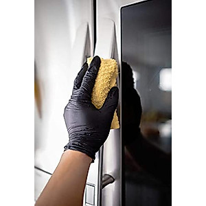 Basic Disposable Medical Synmax Vinyl Exam Gloves- 4 mil Safty Glove 1000pcs - Latex-Free & Powder-Free - SGBE 8002, Medium (Case of 1000, Black)