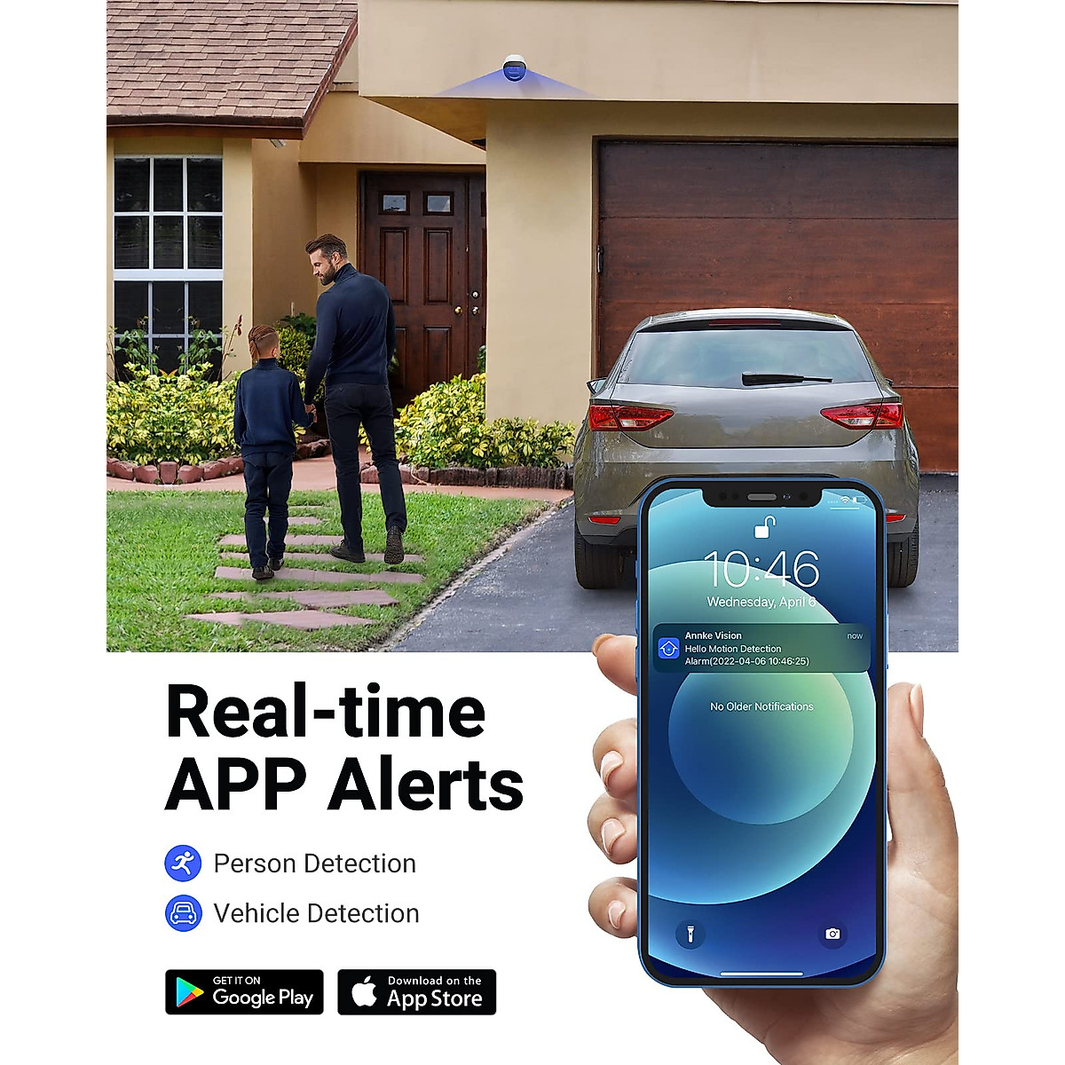 ANNKE AC800 4K Security Camera Outdoor, Surveillance IP PoE Camera with Human/Vehicle Detection, Strobe & Spotlight Alarms, Two-Way Audio, 130 ft Night Vision, Support Up to 256GB MicroSD Card