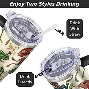 Puhnhsv 30 oz Insulated Stainless Frog Tumbler with Handle and Straw, 30oz Coffee Travel Mugs Cup Water Bottle Frog Lovers Gifts for Women Girls