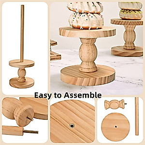 WILLOWDALE Farmhouse Donut Stand Holder Doughnut Bagel Display Rustic Wood Stacker Tower for Bridal Showers,Wedding Birthday Parties, Party Decorations Supplies Dessert Table-2 PCS