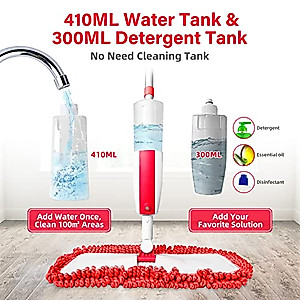 DDSNTY Mops,Spray Mops for Floor Cleaning,Spray Mop with Washable Pad,Kitchen Dry & Wet Mop with 410ML&300ML Refillable Bottle 4 Reusable Washable Pads for Hardwood Laminate Wood Tiles Floor Red…