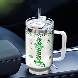 WAZONE Personalized Chameleon Tumbler 40oz with Handle and Straw Custom Name I Just Freaking Love Chameleons Stainless Steel Tumblers Jewelry Style Travel Mug Gifts for Women Animal Lovers