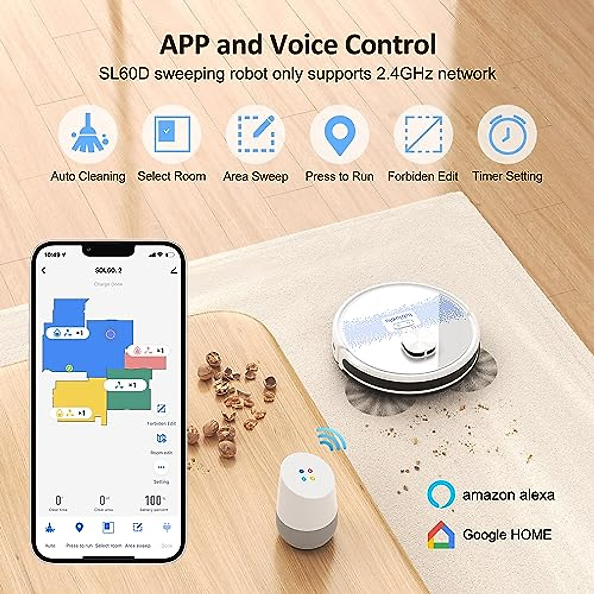 Lubluelu Robot Vacuum and Mop Combo 3000Pa, 2 in 1 Robotic Vacuum Cleaner, Lidar Navigation Laser, 5 Editable Map,10 No-go Zones, App/Alexa, Intelligent Vacuum Robot for Pet Hair, Carpet, Hard Floor