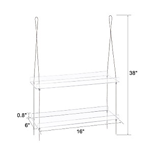 Sumerflos 2-Tier Acrylic Plant Shelves for Window of Kitchen, Bedroom, Living Room, 16 Inch Window Wall Flower Double Hanger Boxes, Height Adjustable Hanging Shelves for Indoor Plants, Succulents