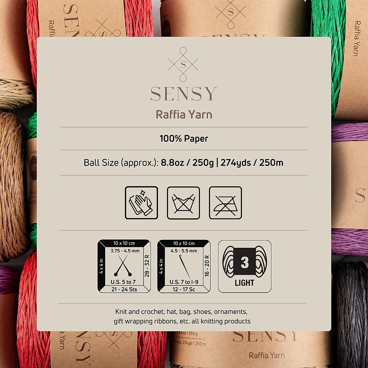 Sensy Premium 274 Yards Raffia Yarn (Latte)