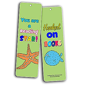 Creanoso Young Readers Animal Roarsome Reading Bookmarks for Kids (30-Pack) – Reading Encouraging Words Bookmarkers Bulk Set – Premium Quality Book Clippers Boys, Girls