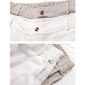 Hooever Womens Cotton Linen Pants Casual Button Up High Waisted Wide Leg Trousers(haki-XS) Khaki