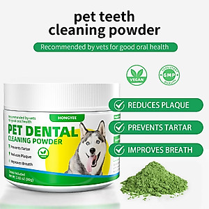 Dog Teeth Cleaning Powder, Pet Dental Care Powder for Dogs & Cats Breath Freshener Powder with Probiotics for Bad Breath, Plaque, Tartar Remover, Dog & Cat Dental Care Supplies - No Brushing Needed