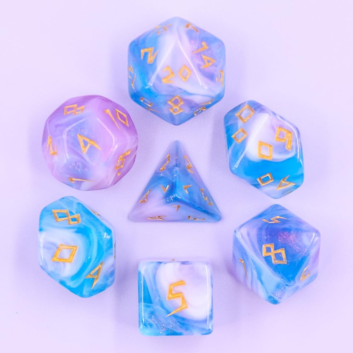 DND Dice Set Gold Yellow Dice Fit Dungeons and Dragons D&D RPG Role Playing Game MTG Pathfinder Polyhedral 7 Dice Set
