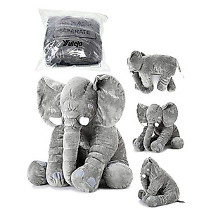 Yulejo Giant Stuffed Elephant Plush Animal Toy Back to School Party Favor Huge Stuffed Elephant Soft Elephant Large Stuffed Animal Doll Gray Elephant Plush for Kids Girlfriend Home Decor(23.6 Inch)