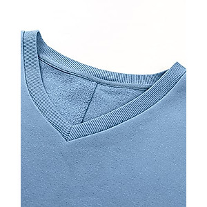 DJT Fashion Womens Fleece Sweatshirt for Women Casual Shirts V Neck Long Sleeve Tops Pullover with Pockets X-Large Air Blue