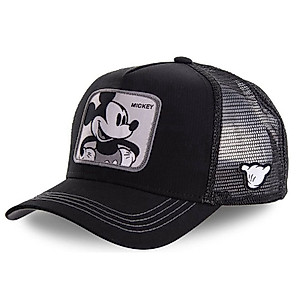 Cartoon Baseball Cap Men Women Hip Hop Dad Mesh Hat Baseball Hat Trucker Cap for Outdoor Sports Hat (Black)