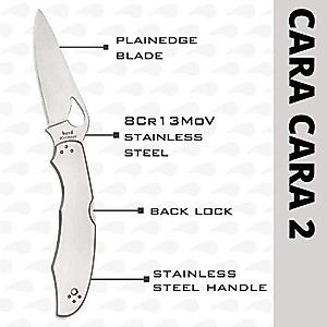 Spyderco Byrd Cara Cara 2 Knife with 3.75" Steel Blade and Durable Stainless Steel Handle - PlainEdge - BY03P2