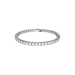SWAROVSKI Matrix Tennis Bracelet, Round Clear Stones on Rhodium Finished Band, Size M, Part of the Matrix Tennis Collection