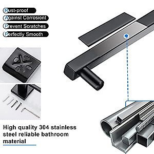 YACVCL 5-Piece Bathroom Hardware Accessories Set 23.6 inch Towel Bar Towel Rack Sets Modern Towel Ring Kit Stainless Steel Wall Mounted (Matte Black)