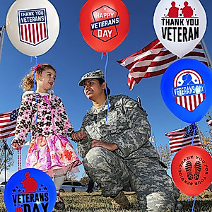 48pcs Veterans Day Decorations Balloons - Happy Veterans Day Balloons Decorations Set for Thank You Veterans Party Supplies Patriotic Themed Party Decorations