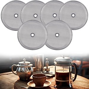 Rukinovi 6 Pieces 4 Inch French Press Filter for 1000 Ml,34 Oz,8 Cup French Press Coffee Maker.Stainless Steel Replacement Parts for French Press Coffee Maker (6)