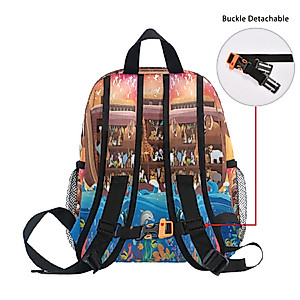 Animals on Noah's Ark Toddler Backpack for Kids-Boy's/Girl's Cute Children Kindergarten School Book Bag with Chest Strap