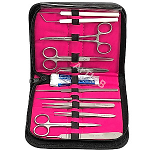 New Premium Stainless Steel Biology Lab/Anatomy/Medical Student Dissection Kit Set - Scalpel Knife Handle,Blades, Forceps, Scissors and Tweezers- Student Use and Veterinary (Set of 27 Each)