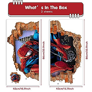 Kids Cartoon Wall Decal Peel and Stick Removable Cute Super Hero Stickers for Spiderman Room Wall Decor Decals Kids Themed Room Stickers