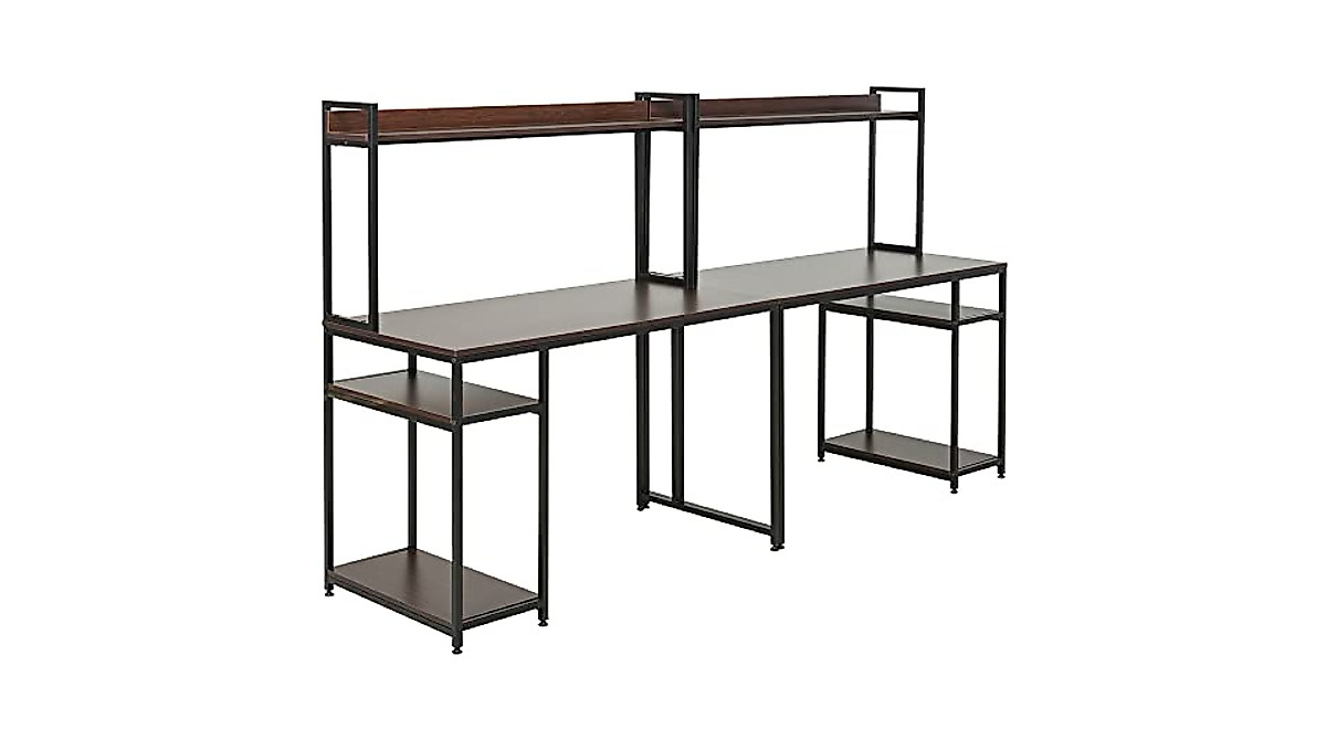HOMCOM 94.5in Double Desk - Flexible Storage Solution