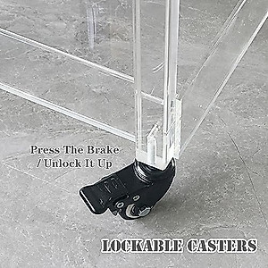 VLOBAOM 2-Tier Rolling Serving Bar Cart, Acrylic Kitchen Island Storage Cart with Wheels, Multifunction Utility Cart, Storage Rack, Mobile Coffee Table,B,Clear