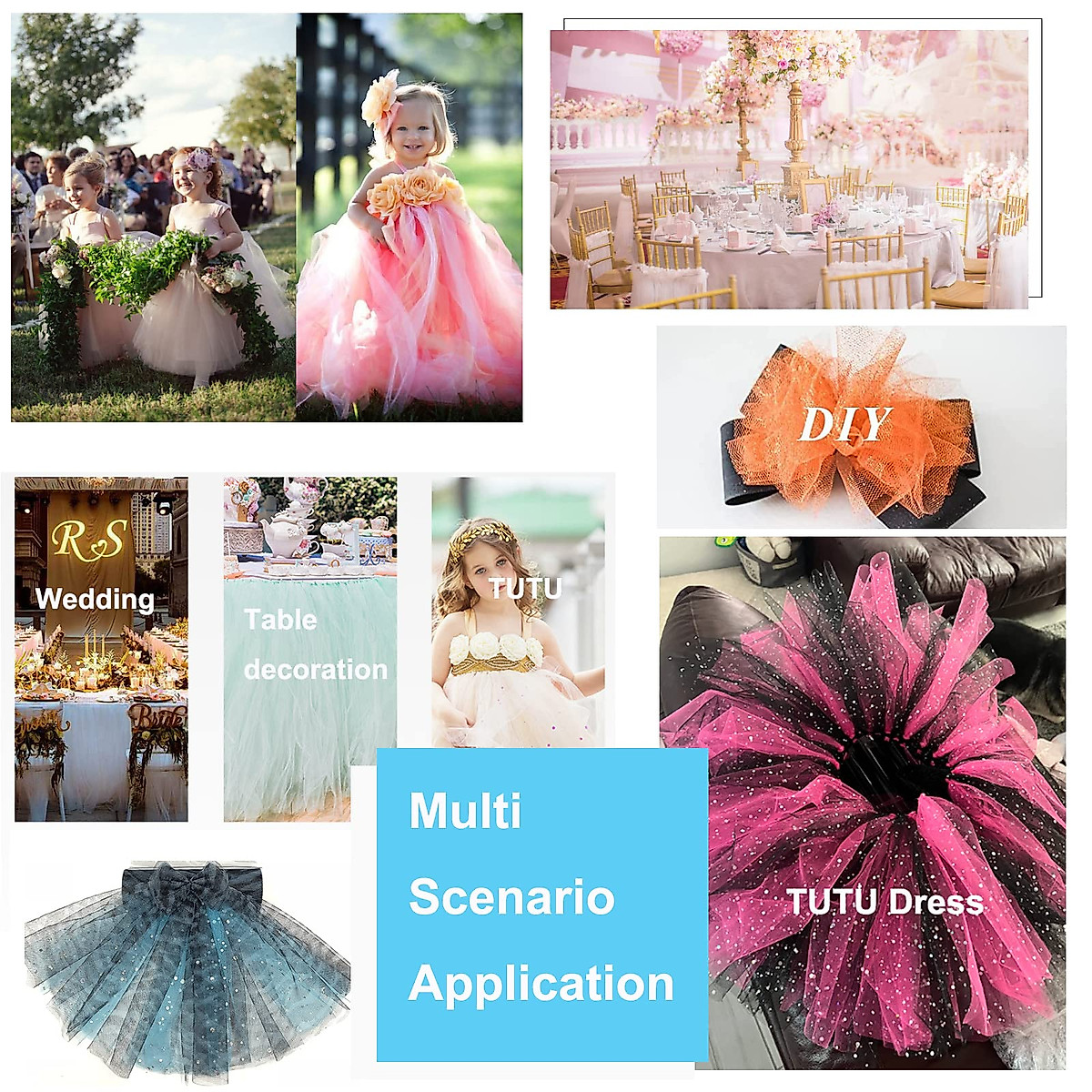 Glitter Tulle Rolls, 6” by 50 Yards (150FT) Sparkling Tulle Spool Ribbon Sequin Tulle Netting Fabric for Tutu Skirt Wedding Birthday Baby Shower (Purple)