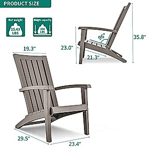 YITAHOME Adirondack Chairs for Outdoor Patio, Weatherproof Maintenance-Free Patio Chair, Easy Assembly, Screw Hidden Outdoor Chairs for Fire Pit, Deck, Garden, Yard, Campfire, 2 Pack, Taupe