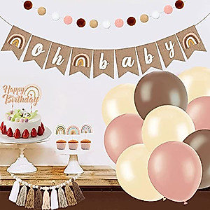 Boho Tassel Garland Oh Baby Boho Rainbow Burlap Banner and Boho Pom Pom Garlands Balls Garlands Birthday Wall Hanging Decor Set for Boho Home Party Baby Shower Supplies