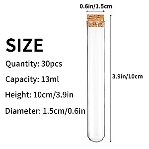 DEPEPE 30pcs 13ml Glass Test Tubes with Cork Stoppers, 15×100mm Small Clear Glass Test Tubes for Scientific Experiments, Plant Propagation and Holiday Gifts