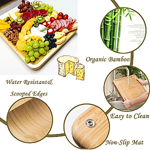 Pylepe Bamboo Cheese Board with 4 Stainless Steel Knife Set,Charcuterie Platter Board Set & Cheese Serving Tray,Unique New House Warming Anniversary Christmas Gift for Couple Women