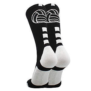 MadSportsStuff Volleyball Logo Crew Socks (Black/White, Medium)